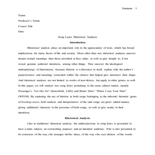 Rhetoric essay sample | PDF
