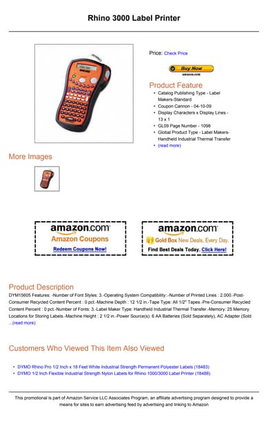 Brady BMP71 Label Printer with USB Connectivity | PDF