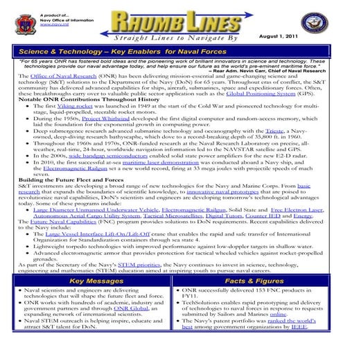 Rhumb lines 110801 - science and technology key enablers for naval ...