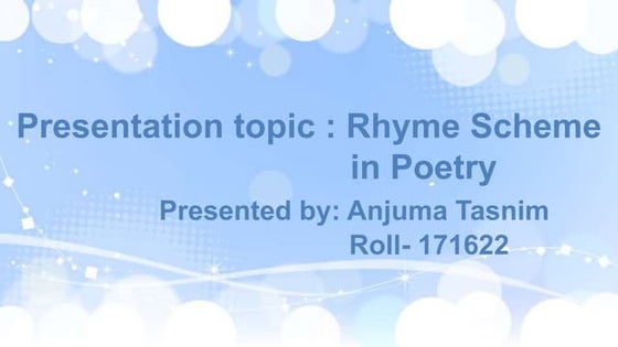 Rhyme Scheme in Poetry | PPT