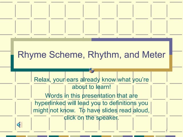 Rhyme Scheme, Rhythm, and Meter | PPTX