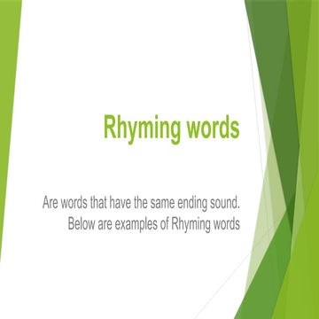 Rhyming words for grade 2 pupils and up | PPTX