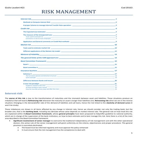 Risk Management: Bank and Insurance | PDF