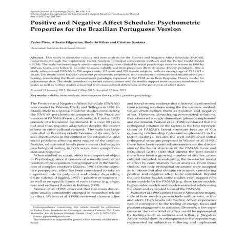 Ribas positive and negative affect schedule | PDF