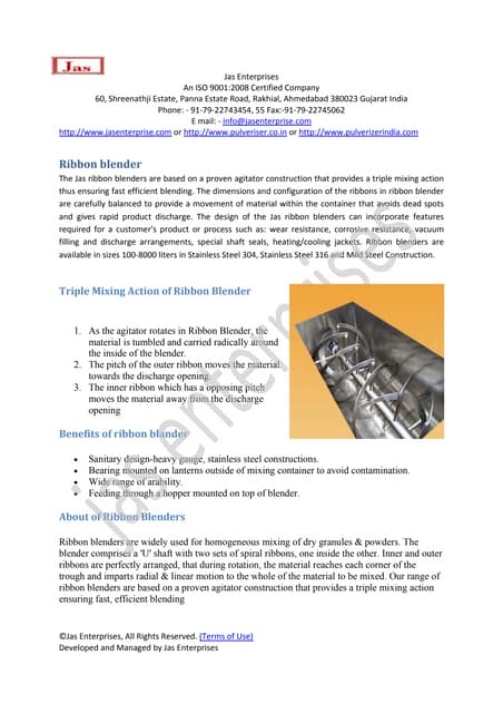 Industrial ribbon-blender | PDF