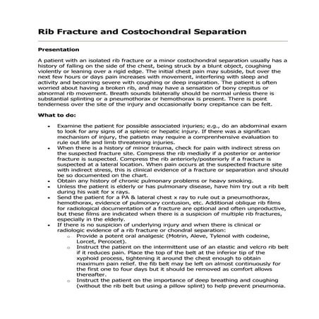 Rib Fracture And Costochondral Separation | DOC