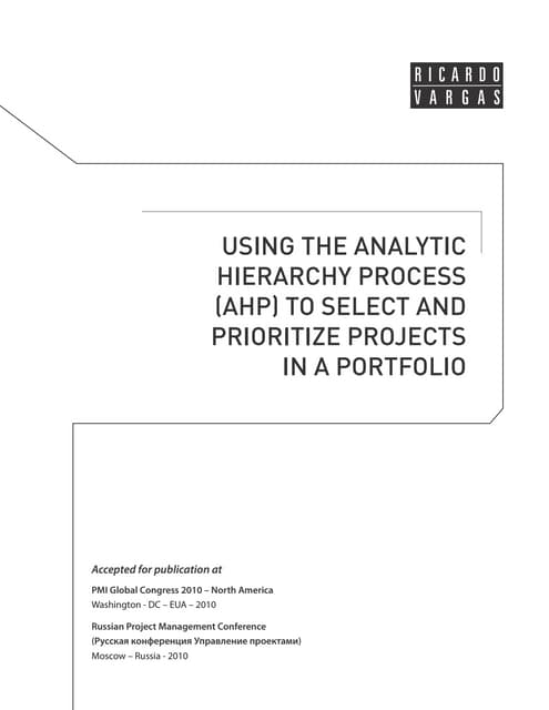 Analytic hierarchy process (AHP) | PDF
