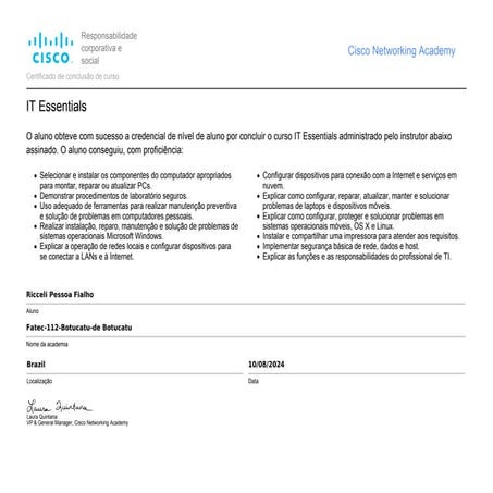 Cisco Networking Academy - Certificação - ITE | PDF