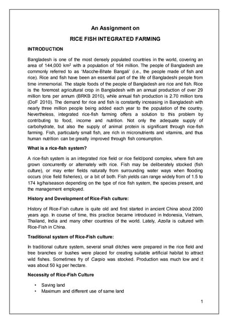 Rice fish integrated farming presentation | PPT