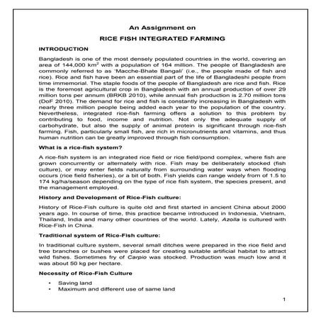 Rice fish integrated farming | PDF