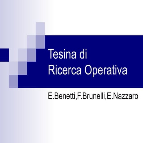 Ricerca operativa | PPT