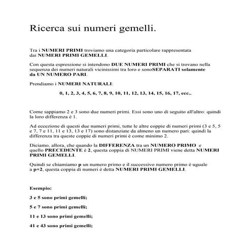 Ricerca sui numeri gemelli | PDF