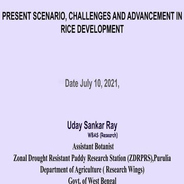 Rice research scenario ,challenges in WB.pptx