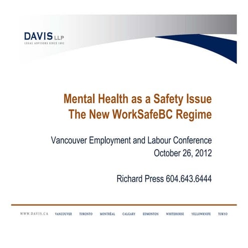 Mental Health as a Safety Issue in the Workplace | PDF