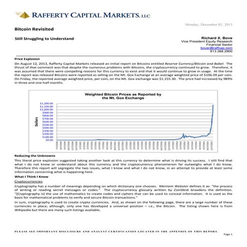 Richard Bove on Bitcoin Letter 1 - Bitcoin revisited | PDF