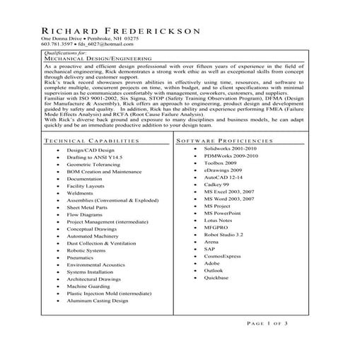 Richard Frederickson Resume | PDF
