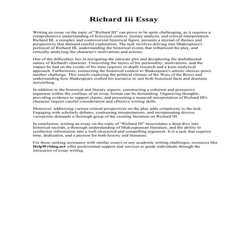 Richard Iii Essay | PDF