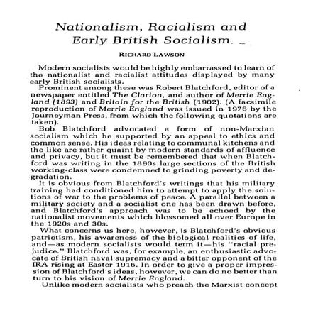 Richard lawson nationalism, racialism, and early british socialism ...