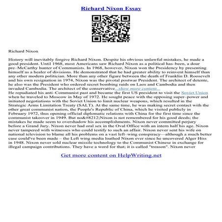 Richard Nixon Essay | PDF