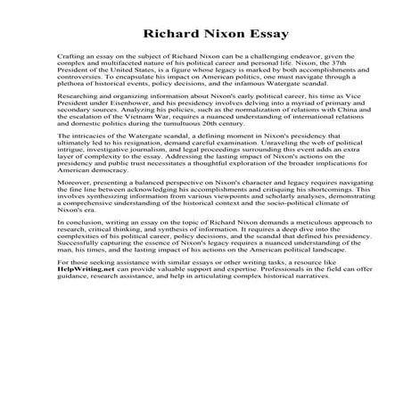 Richard Nixon Essay.pdfRichard Nixon Essay | PDF