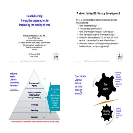 Health literacy: Innovative approaches to improving the quality of care ...