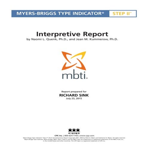 My MBTI Personality Assessment | PDF