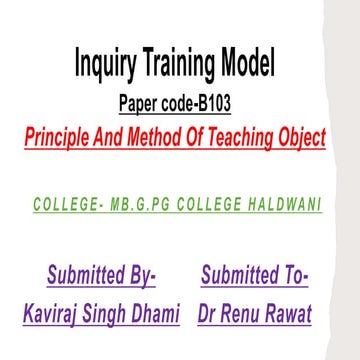 Richard Suchman's inquiry model KD, inquiry teaching training | PPT