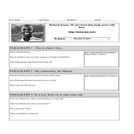 Richard turere peace with lions worksheet | PDF