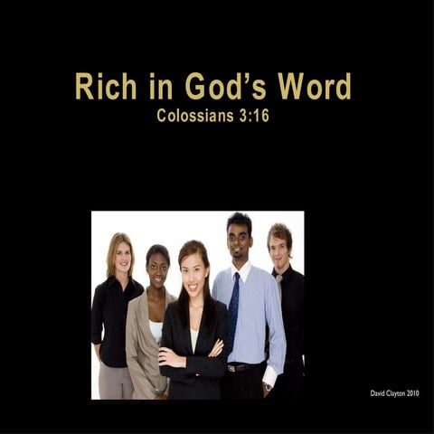 Rich In The Word Of Christ | PPT