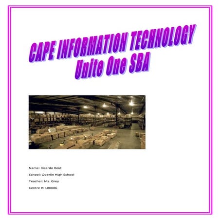 CAPE Information Technology Unit 1 - Sample SBA | DOCX