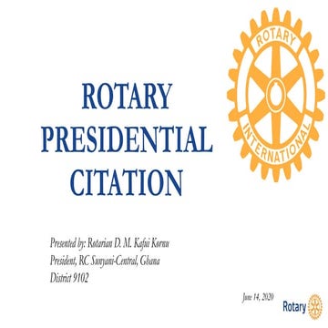 A talk on Rotary's Presidential citation | PDF