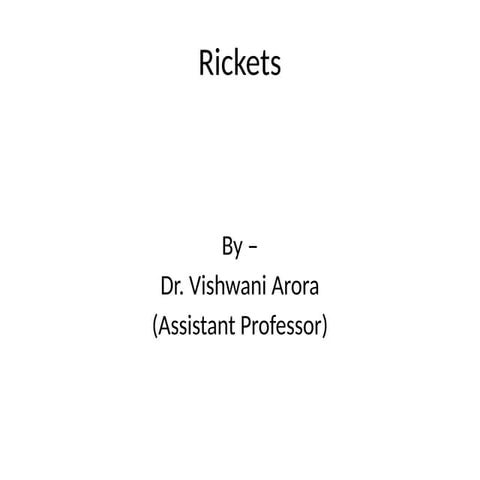 title - Rickets in children and its prevention | PPTX