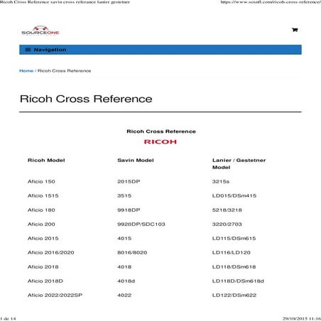 Ricoh cross-reference-savin-cross-referance-lanier-gestetner | PDF