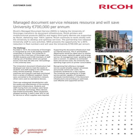 Ricoh managed document services university of groningen | PDF