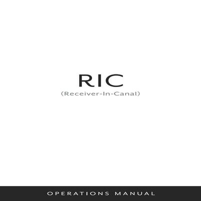 RIC (Receiver in Canal) hearing aid operations Manual | PDF