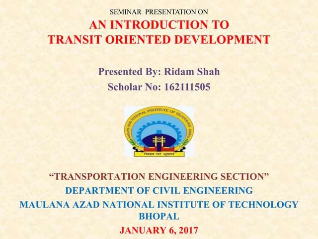 Transit Oriented Development - TOD - Human Settlement Planning ...
