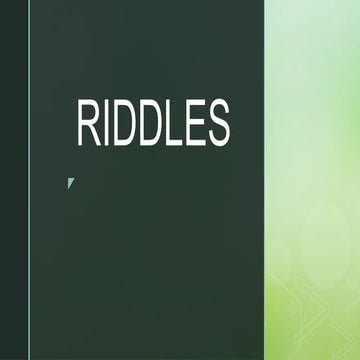 RIDDLES EN INGLES EXCELENTE NIVEL BASICO | PPTX