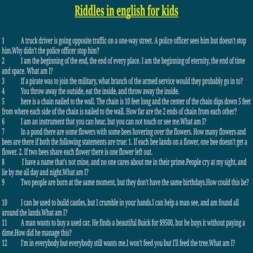 Riddles in english for kids | PDF