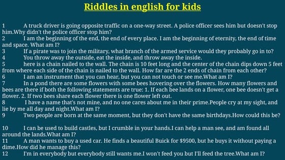 Riddles for kids and all brain teasers | PPT