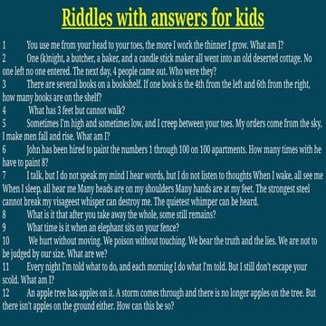 Riddles with answers for kids | PDF