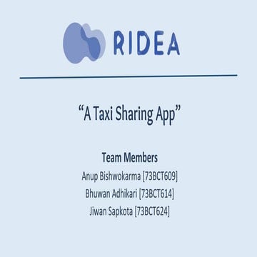 Ridea: 'Ride sharing app' | PPTX