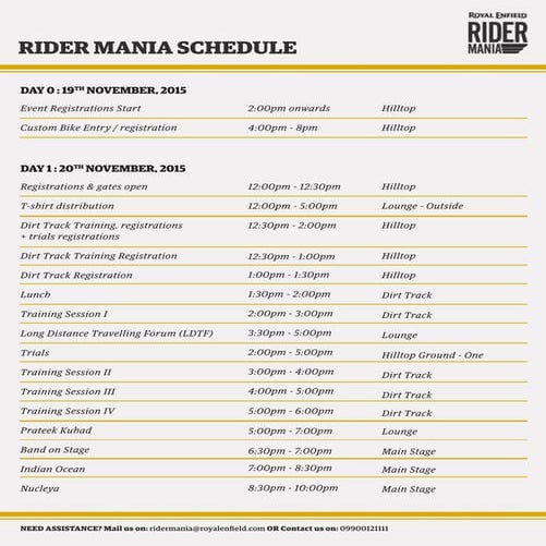 Royal Enfield Rider Mania 2015 Schedule | PDF
