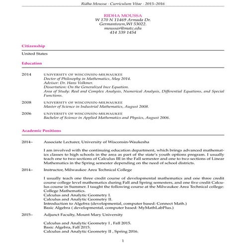 Ridha Moussa CV_1-16 | PDF