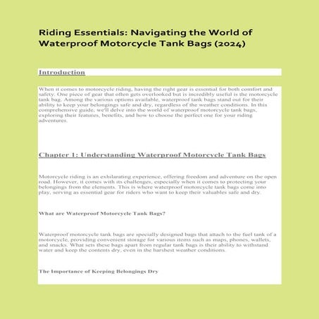 Riding Essentials-Motorcycle Tank Bags (2024).docx