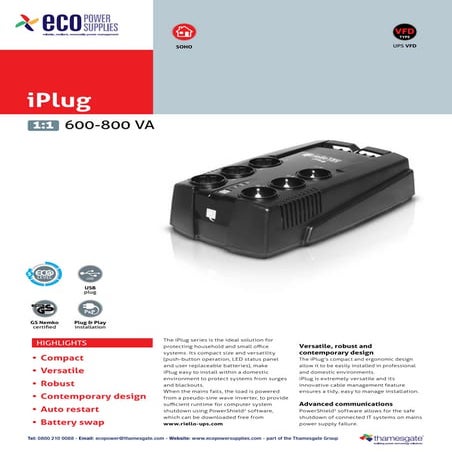 Riello iplug-ups-datasheet | PDF