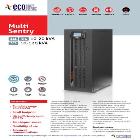 Riello multi-power-modular-ups-datasheet | PDF