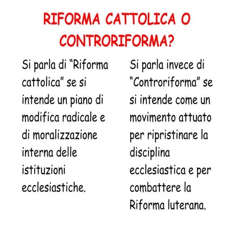 La Riforma Protestante e la Controriforma | PPT