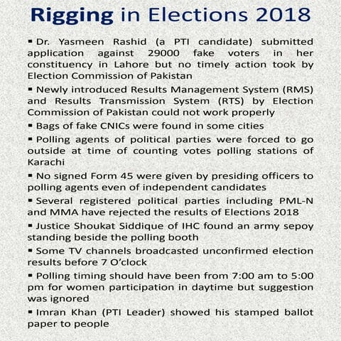 Rigging in Elections 2018 | PPTX