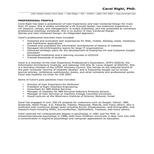 Carol Righi Resume | PDF