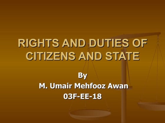 Rights duties and responsibilities of a citizen | PPT